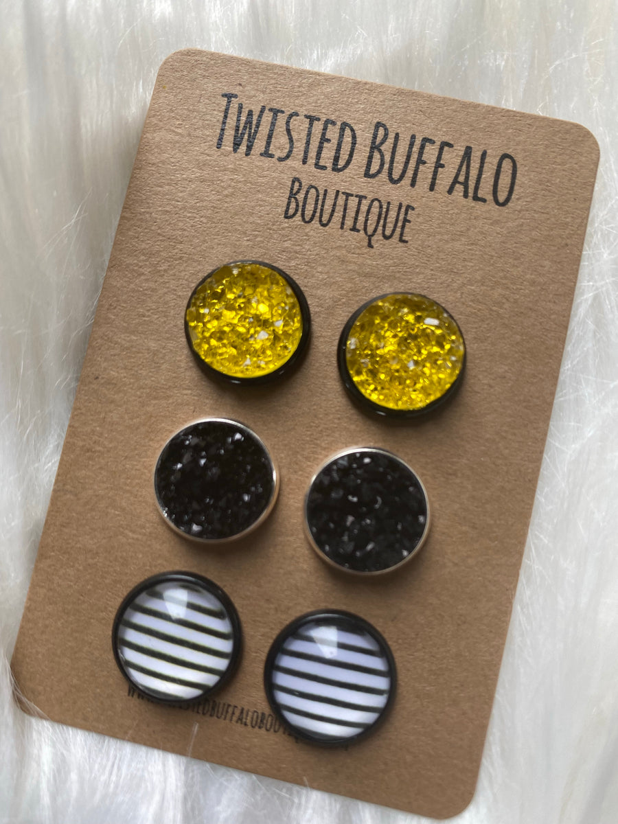 Buzz Buzz Buzz {ROUND} Druzy 12mm Earrings Set | Twisted Buffalo Boutique
